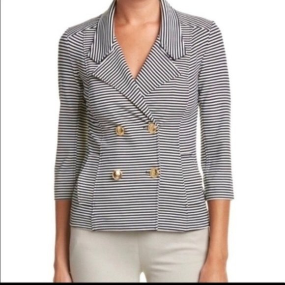 CAbi | Jackets & Coats | Cabi Life Navy White Stripe Nautical Blazer Xs ...